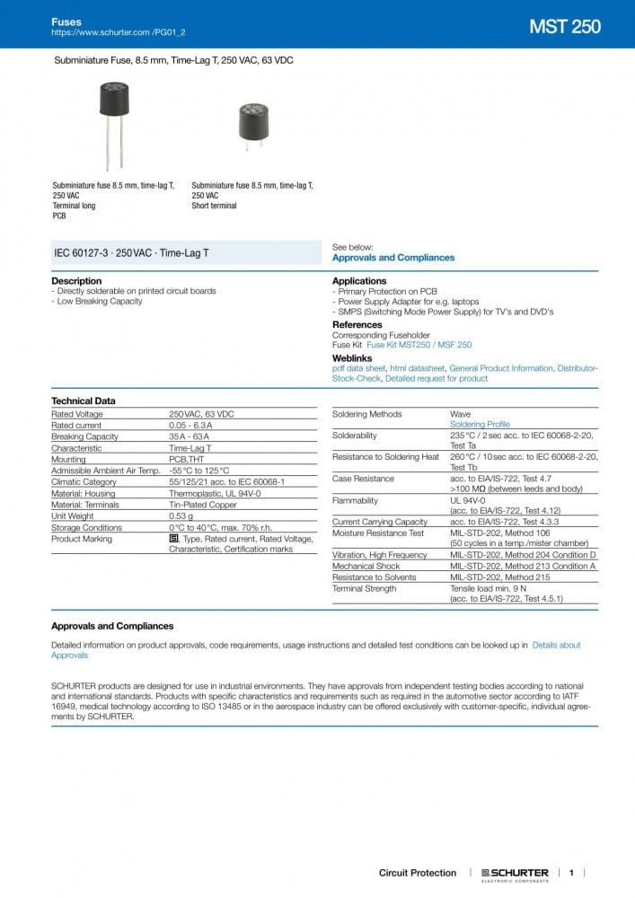 SCHURTER 0034.6621 technical document page 1