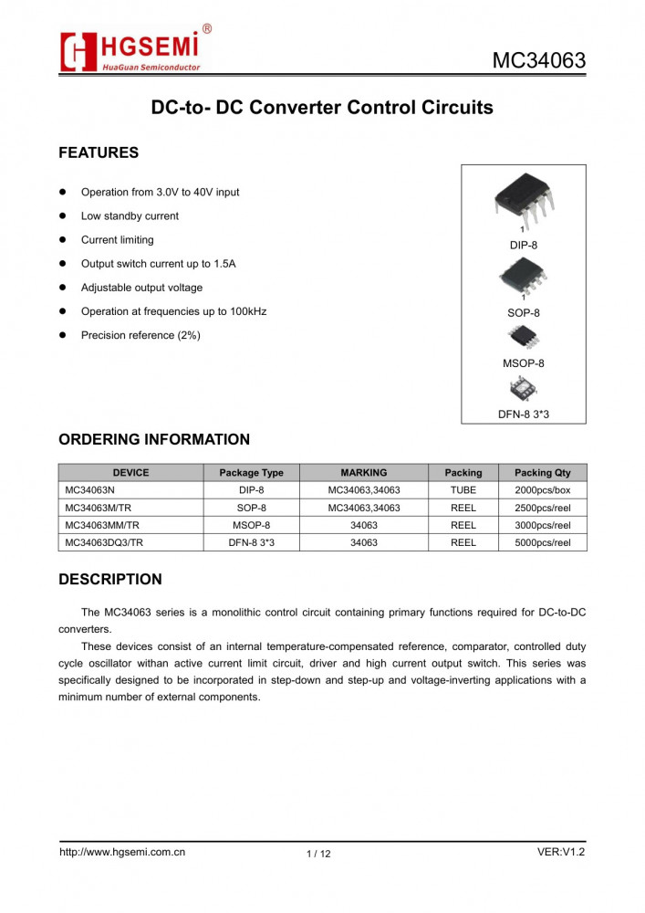 MC34063N datasheet page 1