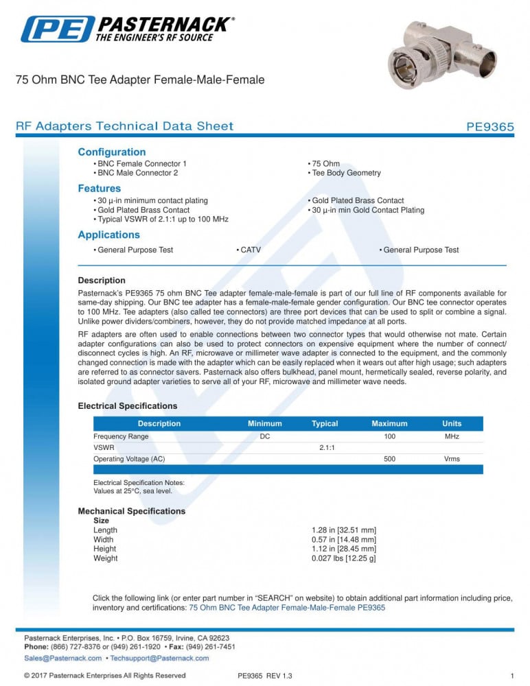 PE9365 technical document page 1