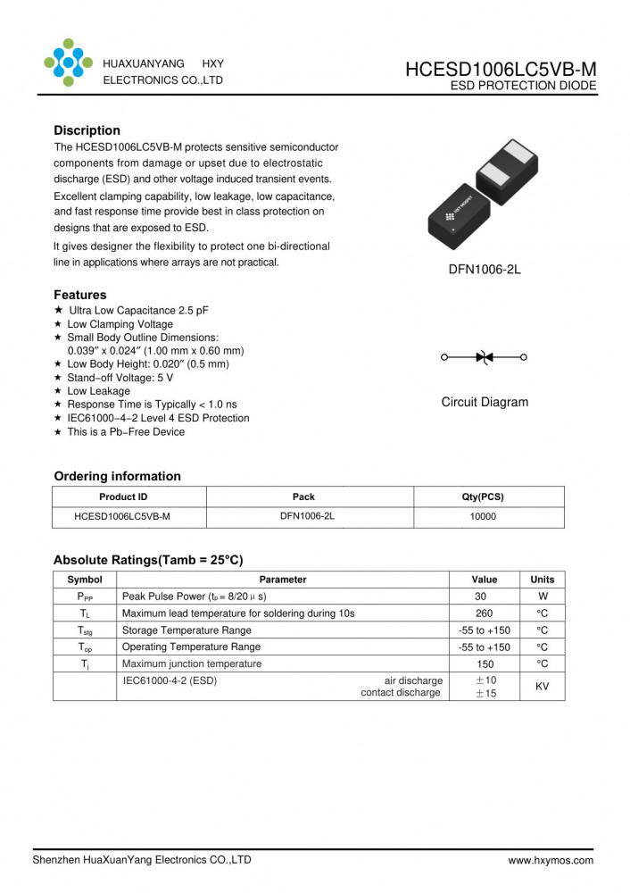 HCESD1006LC5VB-M datasheet page 1