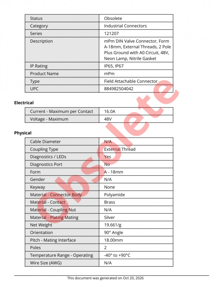 Molex DIN Valve Connector Series S28 packaging specification page 2