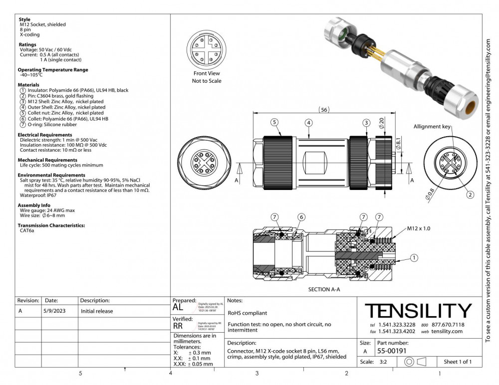 Tensility 55-00191 product drawing and specification preview