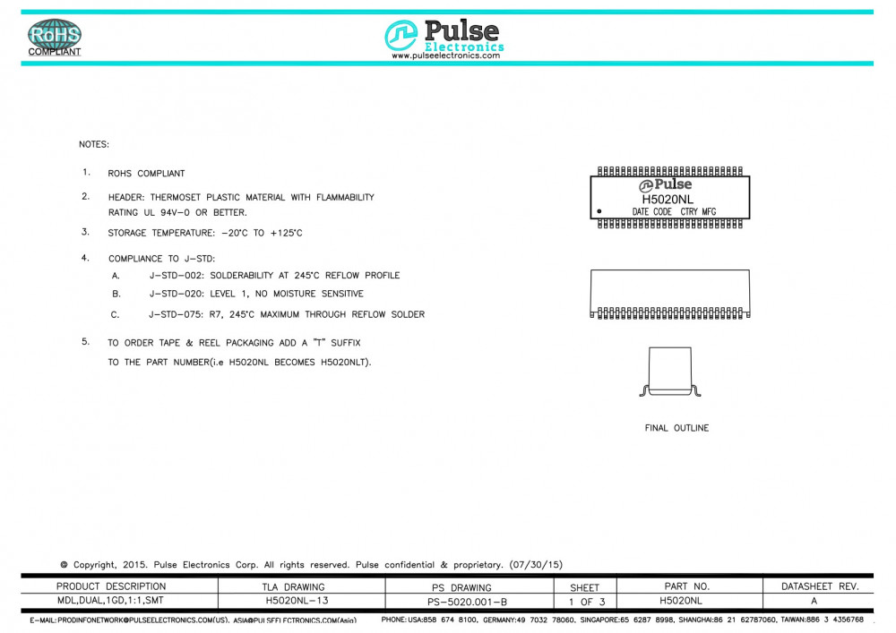 H5020NLT datasheet page 1