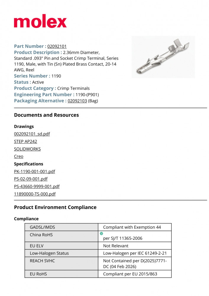 Molex technical document preview, page 1