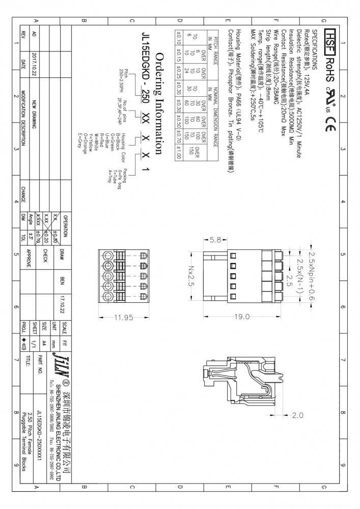 JILN JL15EDGKD-25002G01 technical drawing