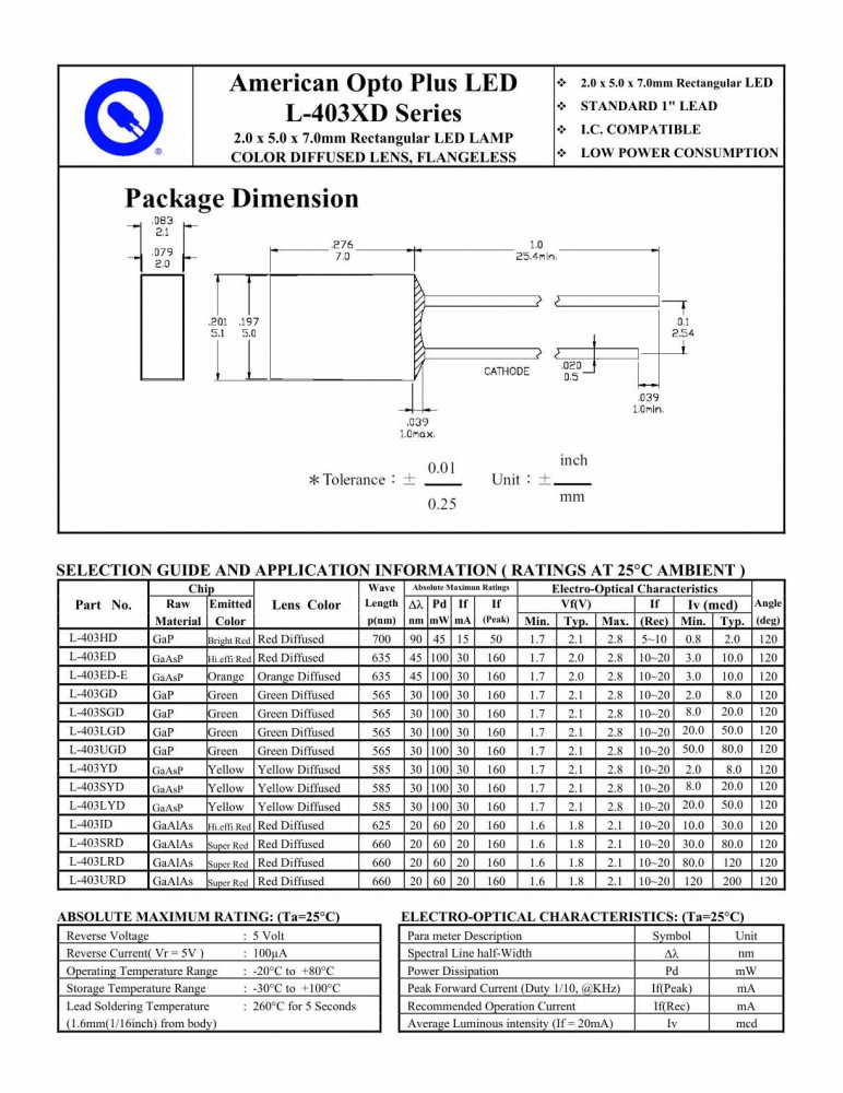 L-403XD series datasheet page preview