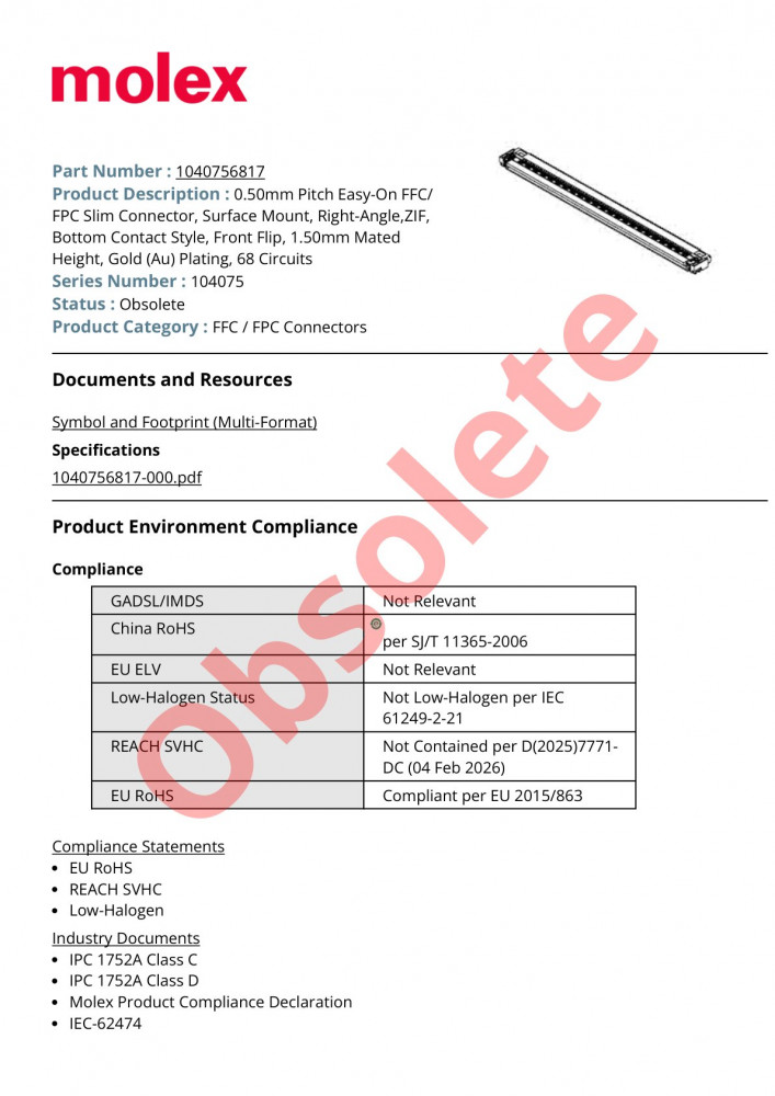 MOLEX 104075-6817 product specification page 1