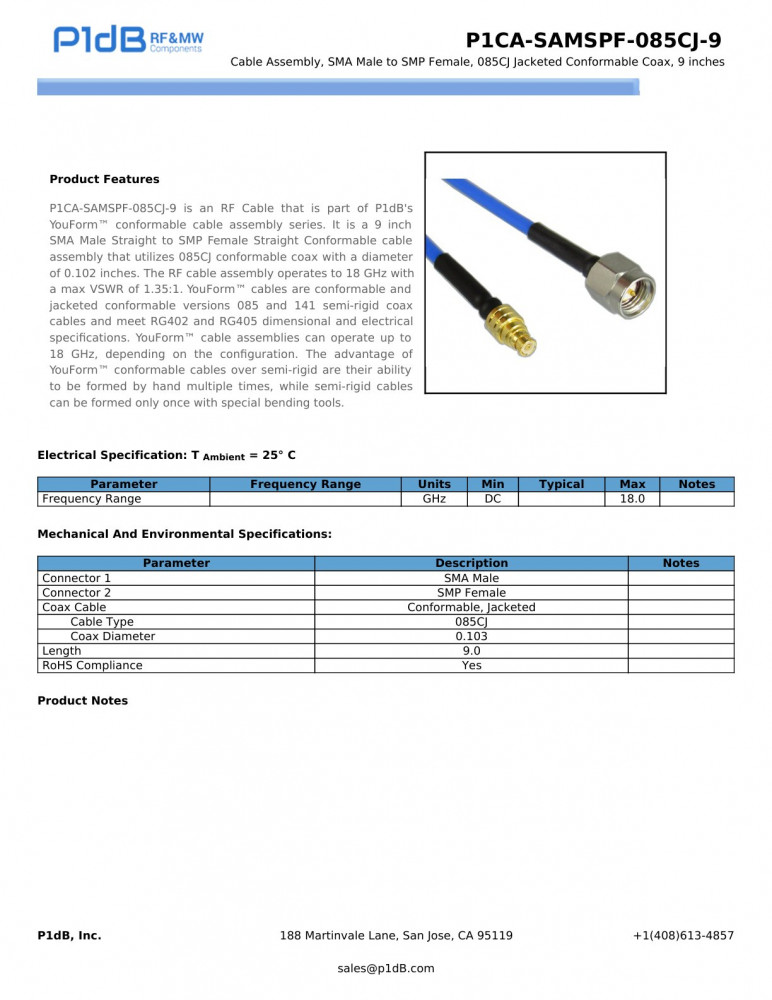 Product document image for P1CA-SAMSPF-085CJ-9