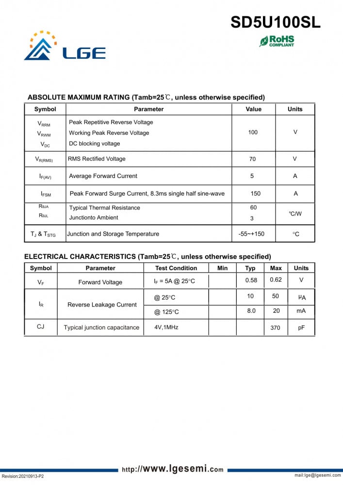 SD5U100SL datasheet page 2