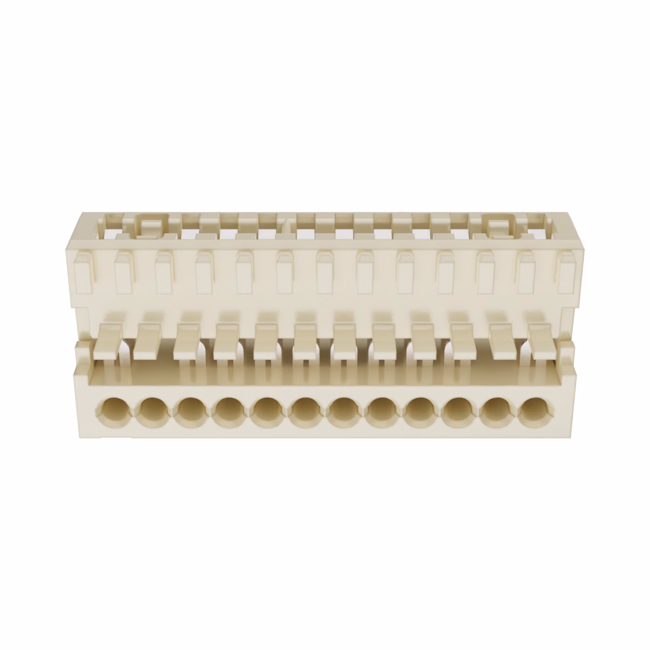 Appli-Mate RAST 2.5 Connector, 2.50mm Pitch, Female, 12 Circuits, Circuit 2 and 11 Voided, Polarizing Rib Between 5/6, Latch at Circuit 2 and 11, Closed Endwalls, Tin Plating for sale