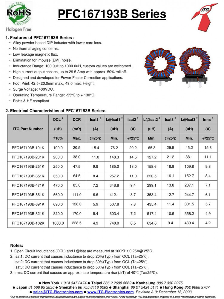 PFC167193B datasheet page 1