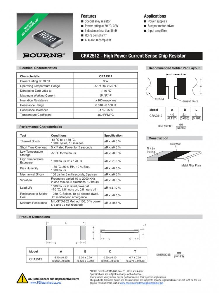 BOURNS CRA2512 datasheet page 1
