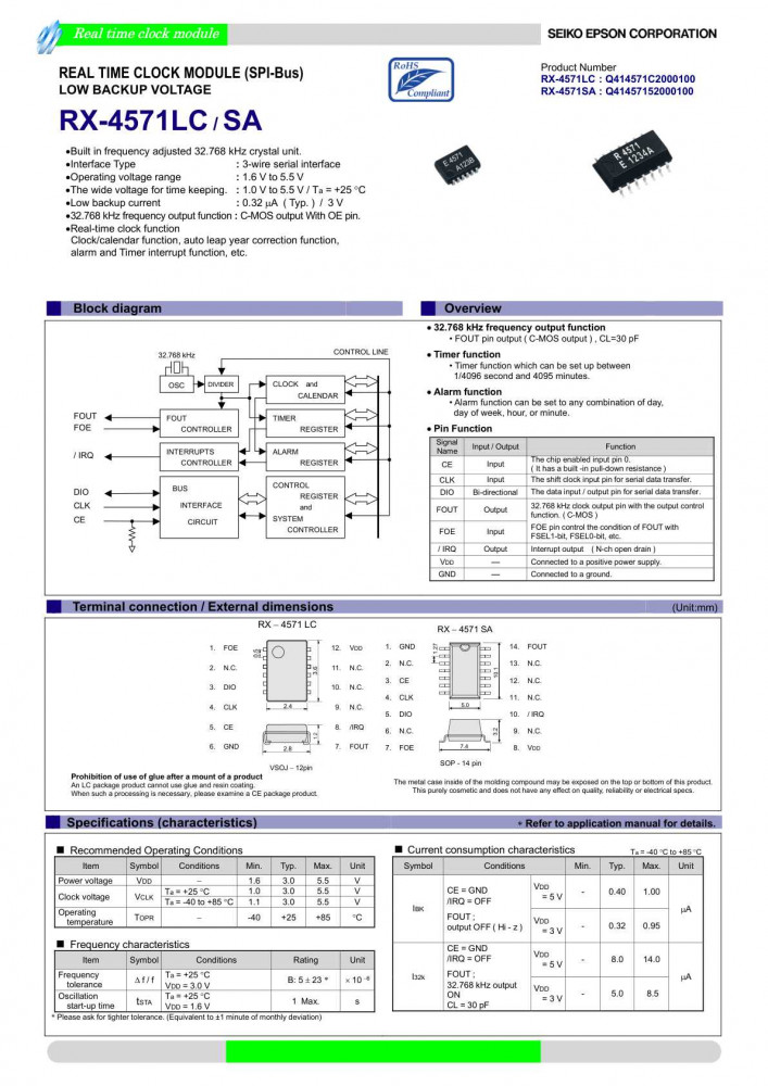 Epson RX-4571LCB0 PURE SN technical document page 1
