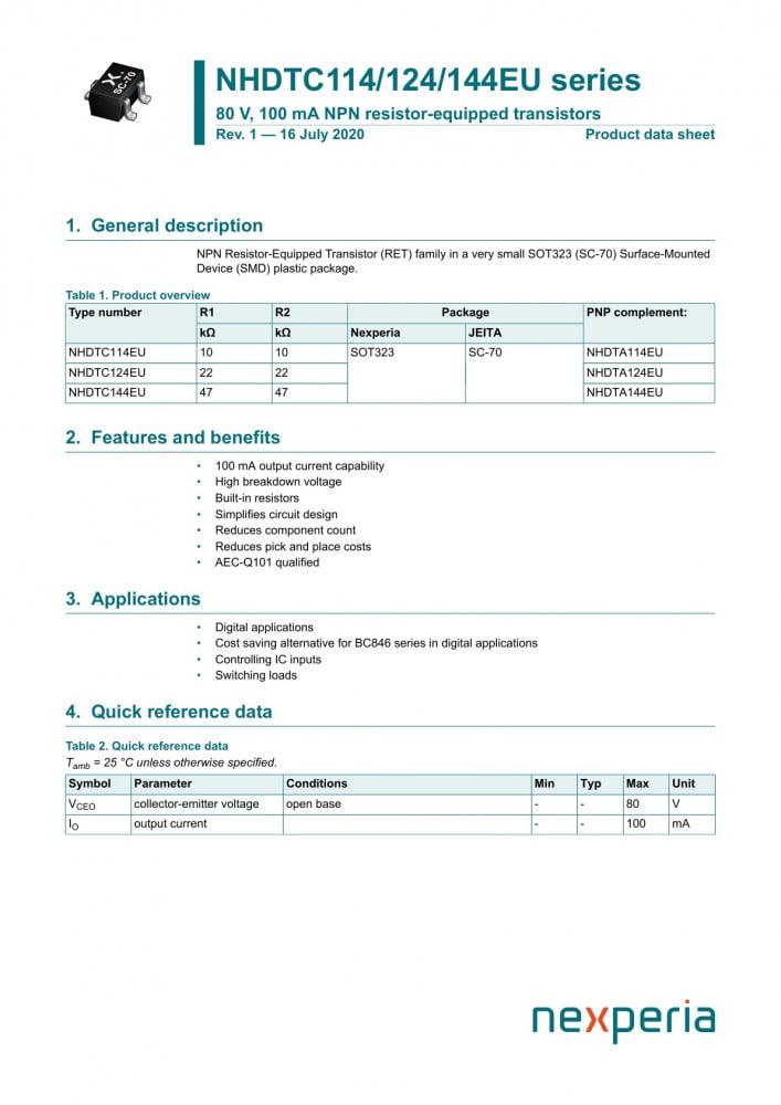 NHDTC124EUF datasheet page 1
