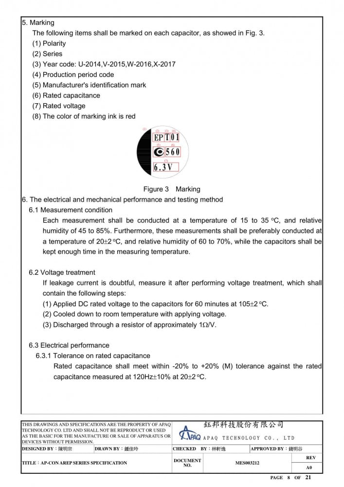 APAQ AREP electrical performance page 8