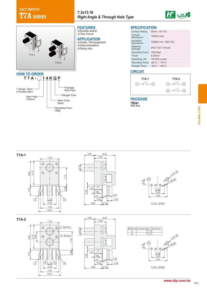 Diptronics T7A-114KQP official document page