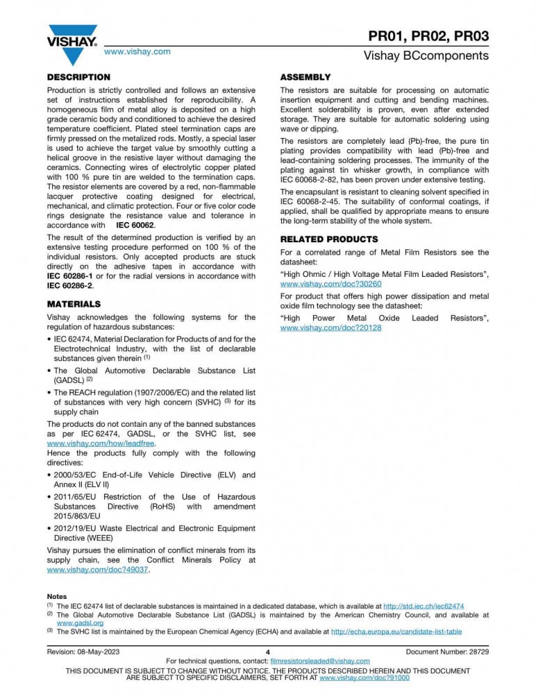Vishay PR03 datasheet page 4