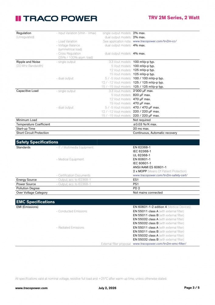 TRV 2M series technical document, page image 3