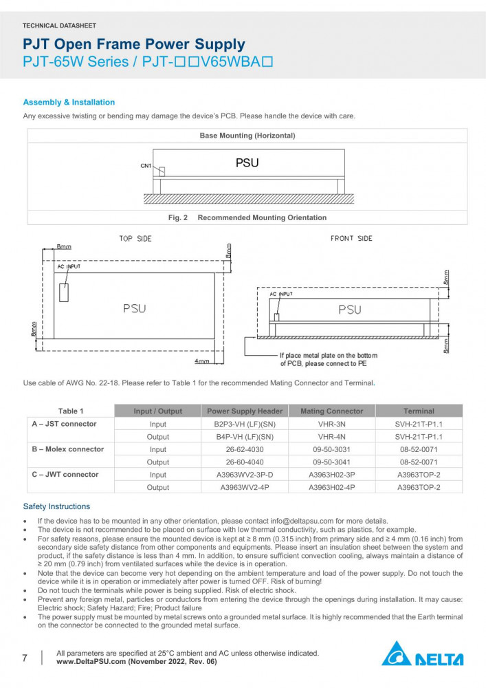 DELTA PJT datasheet page 7
