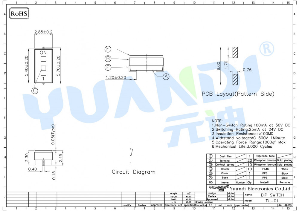 YUANDI TU-01 technical document