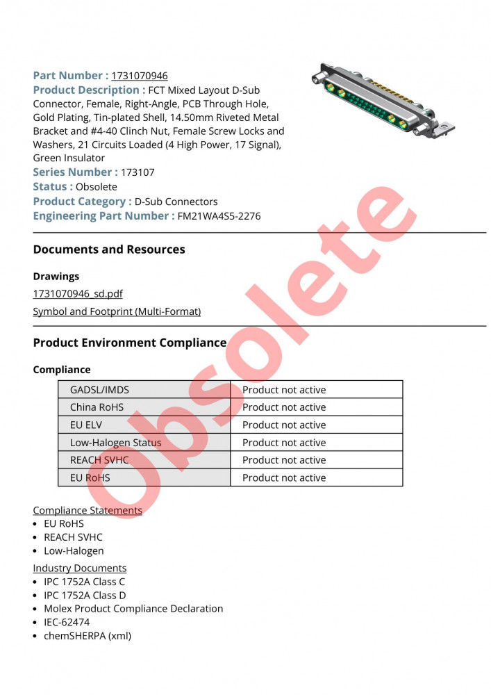 MOLEX 1731070946 product drawing page 1