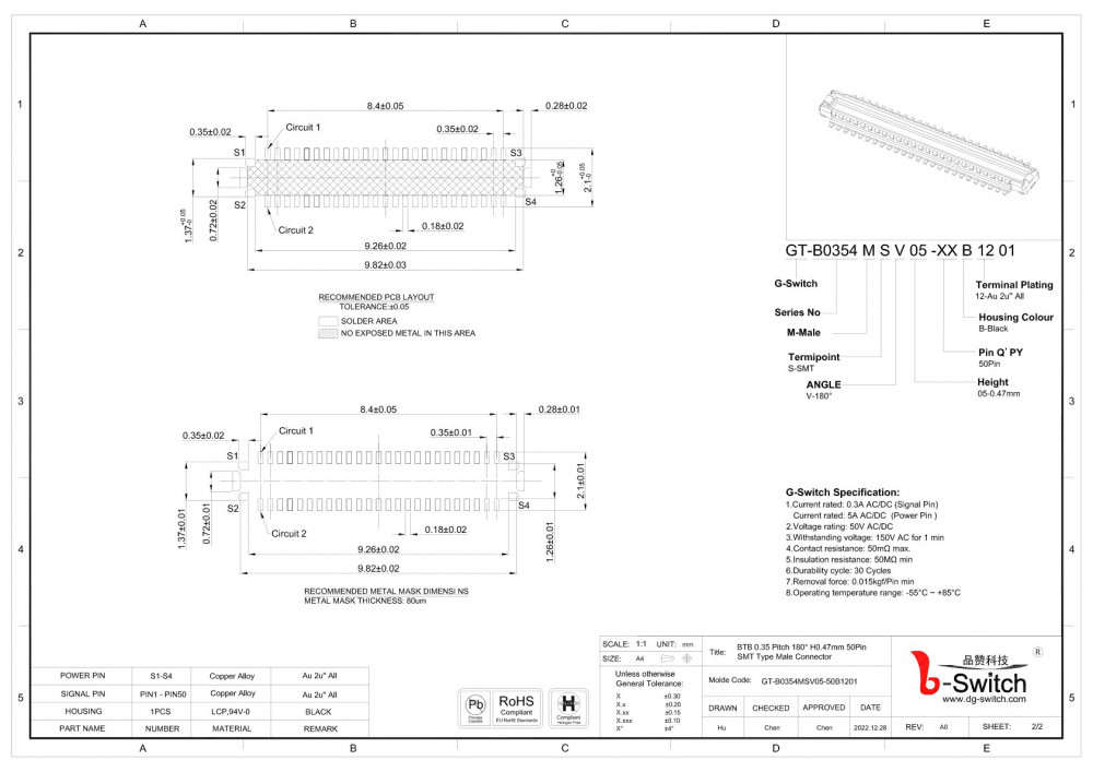 GT-B0354MSV05-50B1201 technical drawing sheet 2