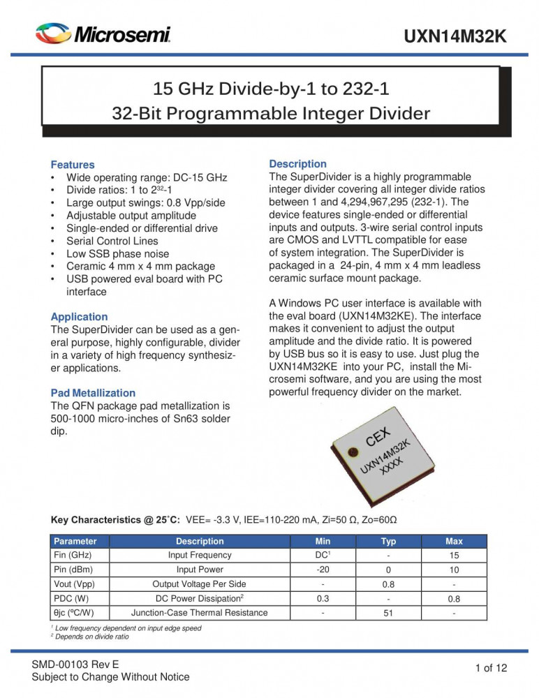 Datasheet page 1