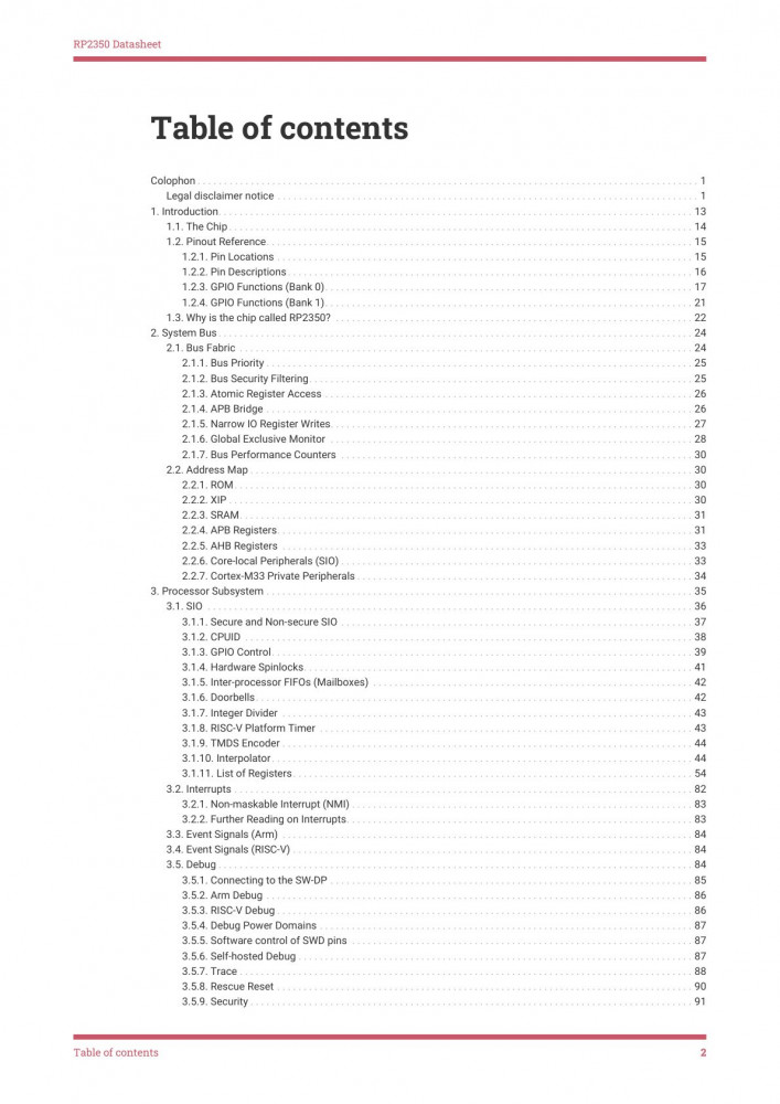 RP2350 datasheet page 3