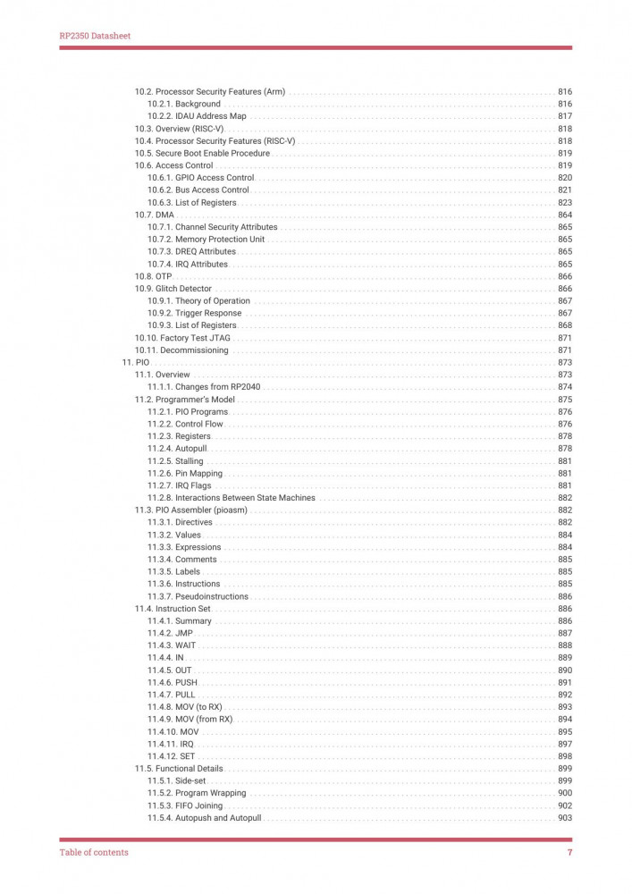 RP2350 datasheet page 8