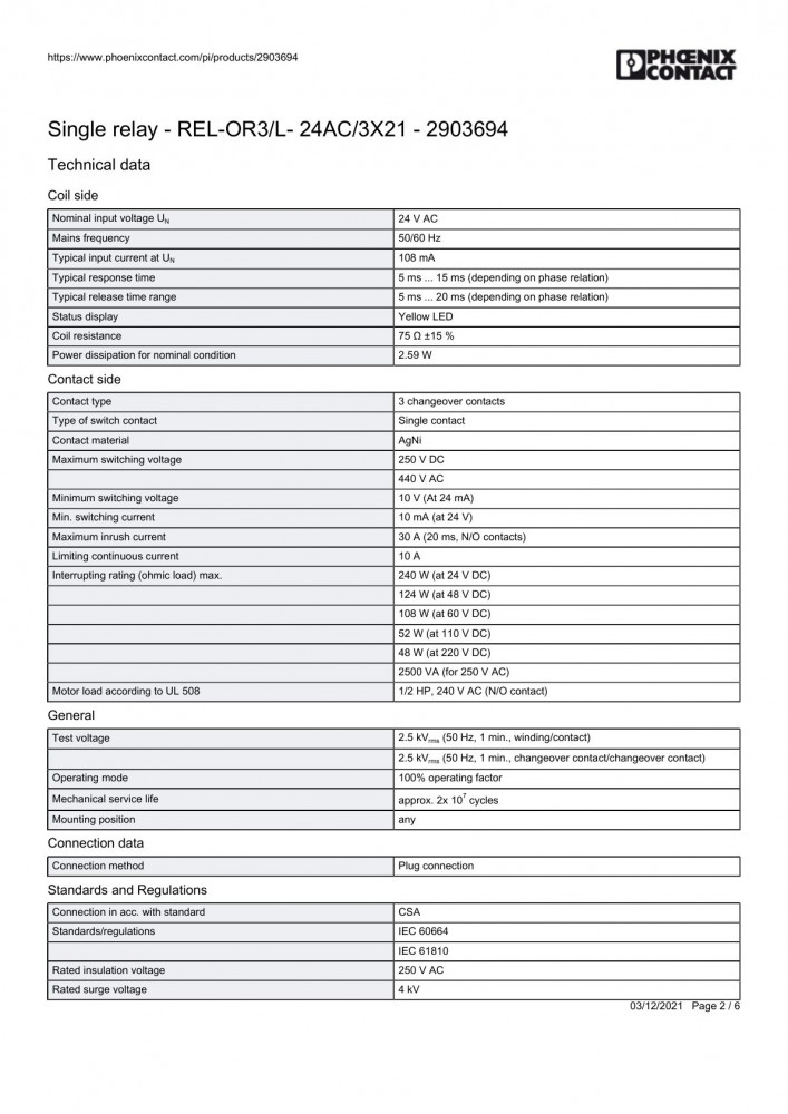 Phoenix Contact 2903694 product documentation page 2