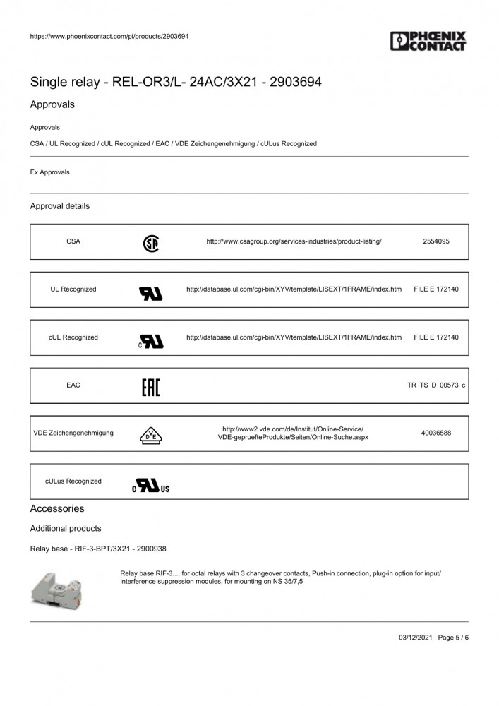 Phoenix Contact 2903694 product documentation page 5