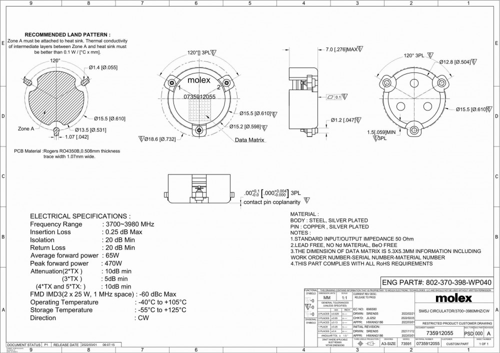 0735912055 product drawing and technical document page