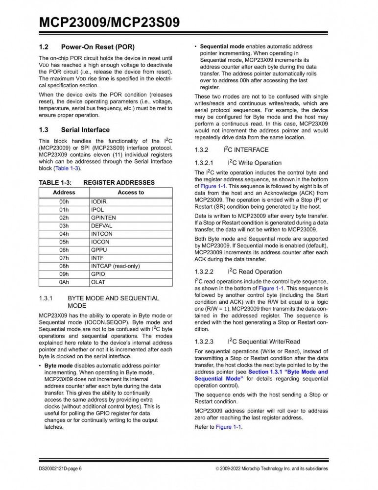 MCP23S09 document preview, page 6