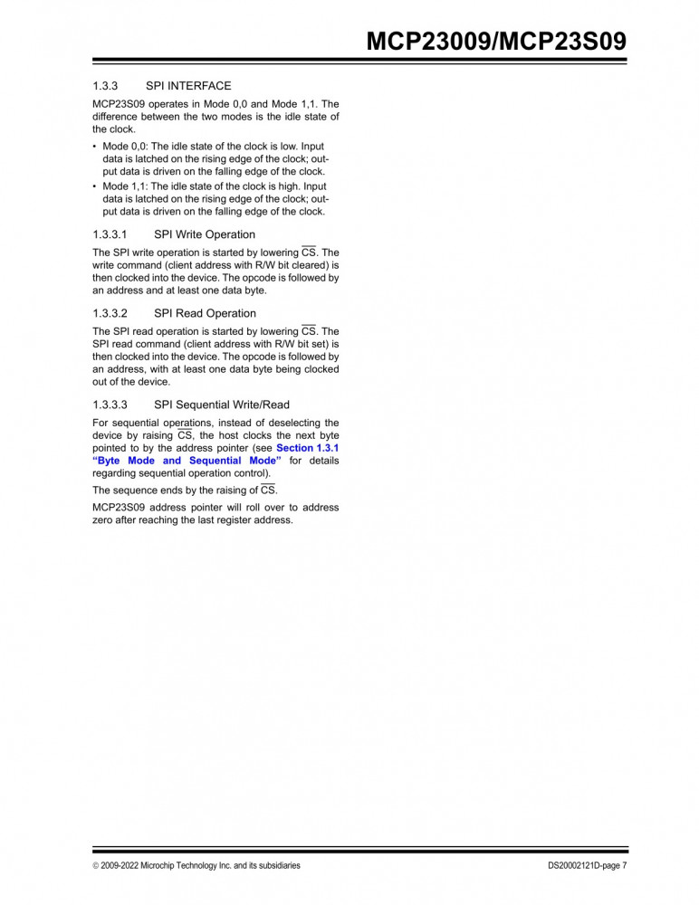 MCP23S09 document preview, page 7
