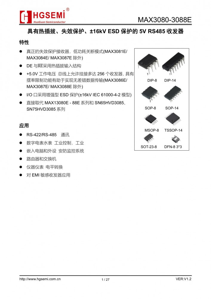 MAX3088EIM/TR datasheet page 1