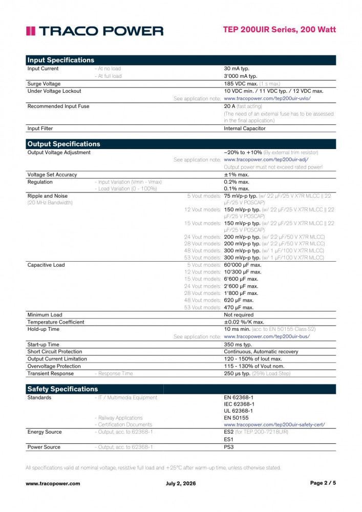 TEP 200UIR document page 2