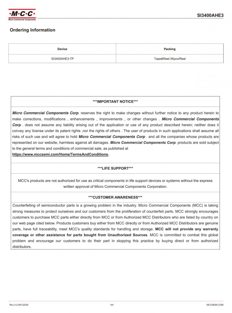 SI3400AHE3-TP datasheet page 4