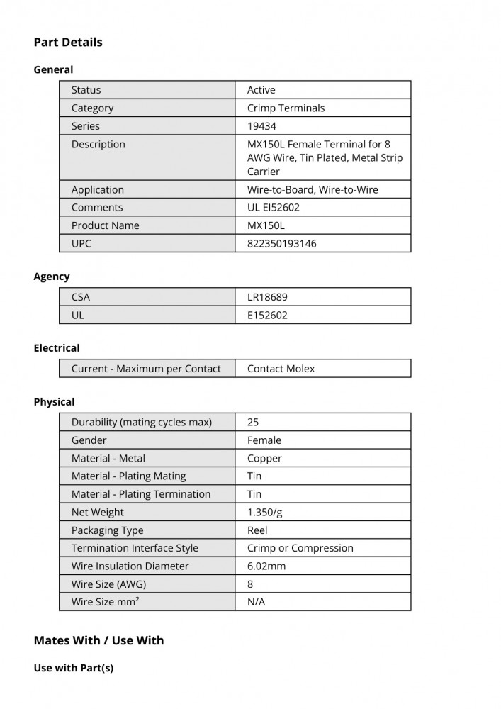 MOLEX 194340002 technical document page 2