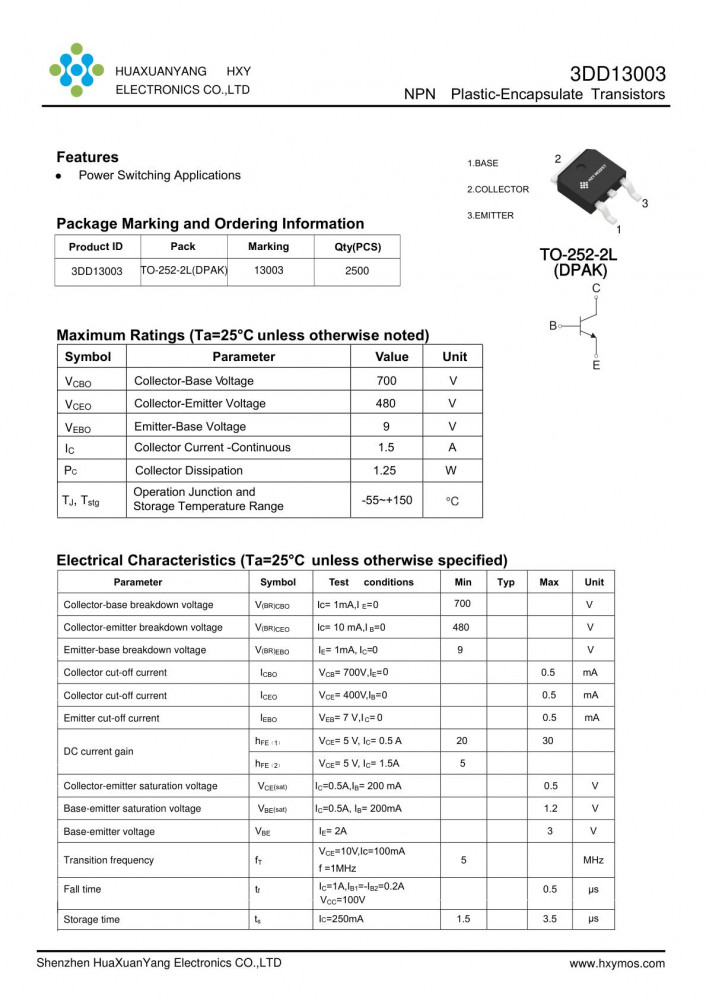 3DD13003 datasheet page 1