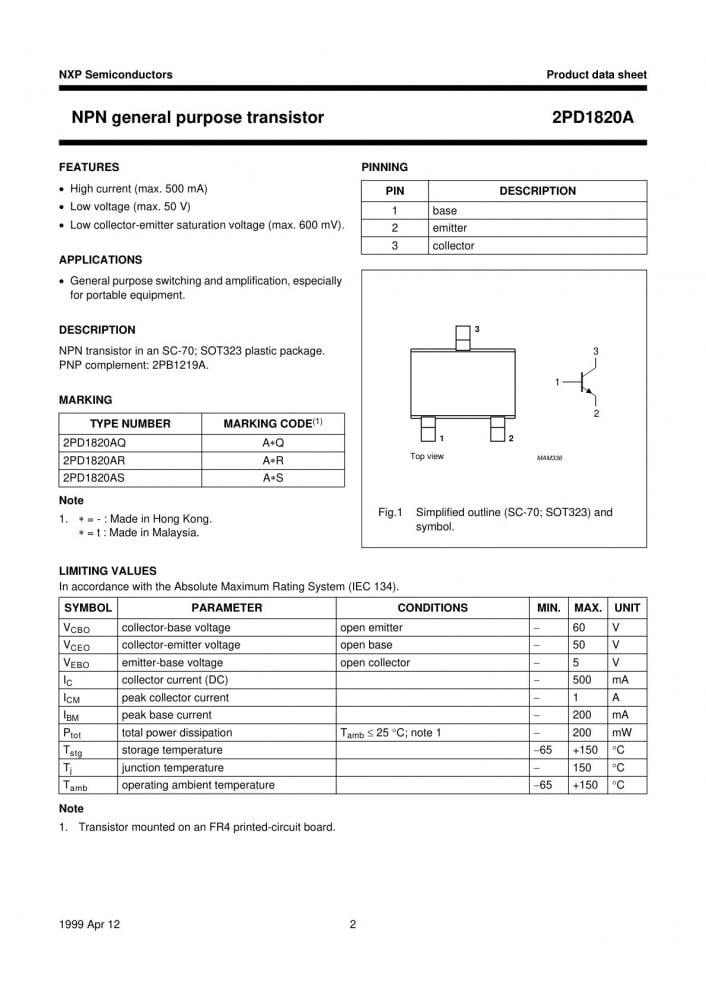 2PD1820A datasheet page 3