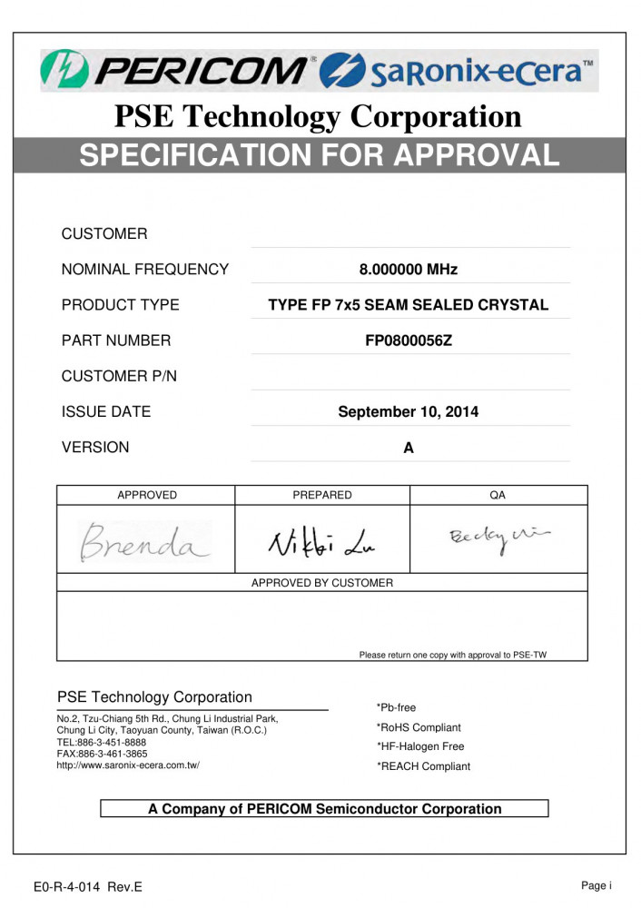 FP0800056Z specification page 1