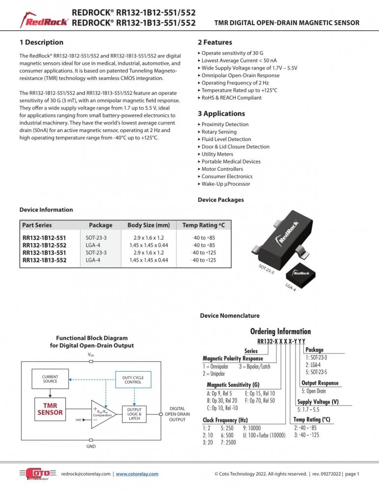 COTO RR132 datasheet page 1