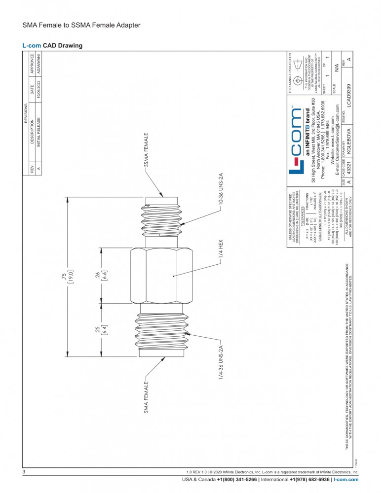 L-com LCAD9399 CAD drawing page