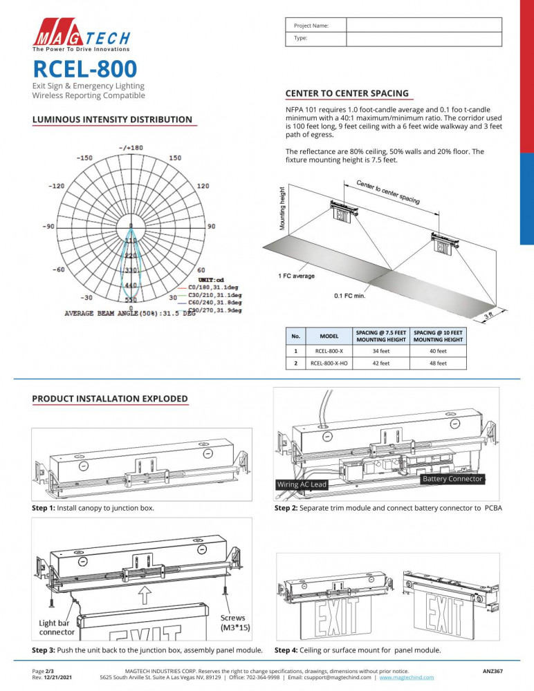 RCEL-800 technical document, page 2