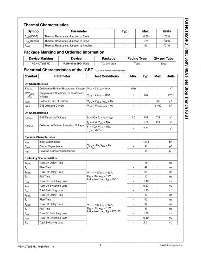 FGH40T65SPD-F085 datasheet page 2
