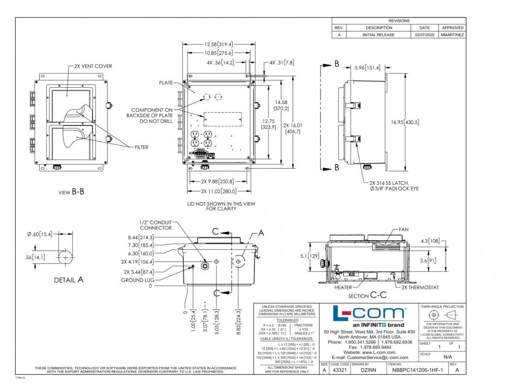 L-com NBBPC141206-1HF-1 technical document page