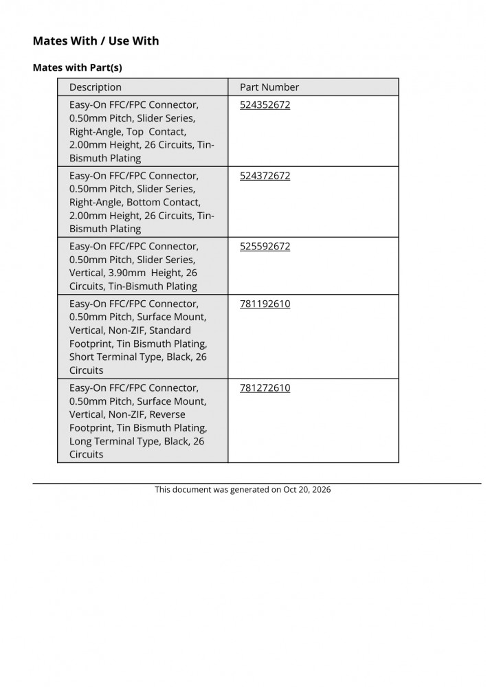 Technical document page 3 for MOLEX 151660288