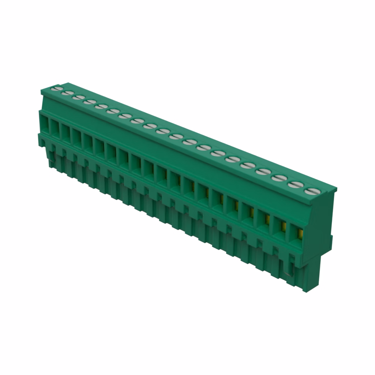 5.00mm Pitch Eurostyle Vertical Plug, with Standard Imprinting, Front Wire Entry, Green Housing, Gold (Au) Plated, 20 Circuits for sale