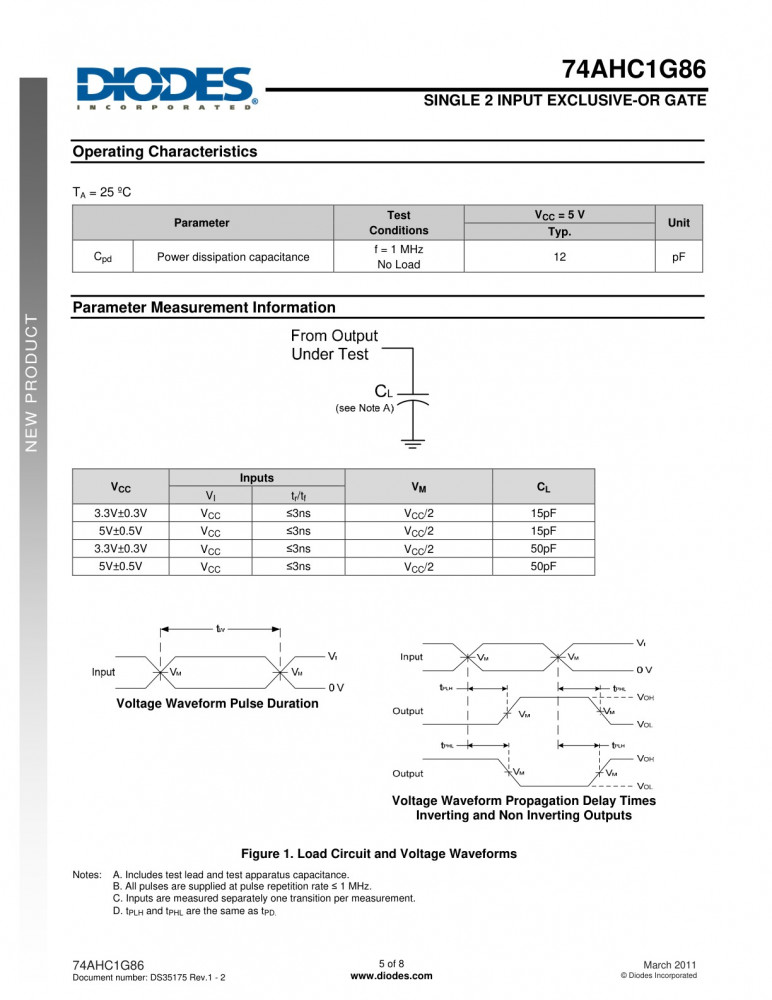 74AHC1G86W5-7 datasheet page 5