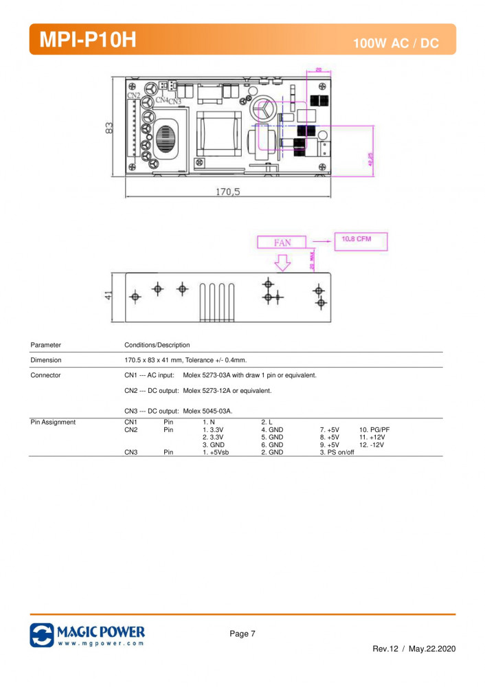 MPI-P10H specification, page 7